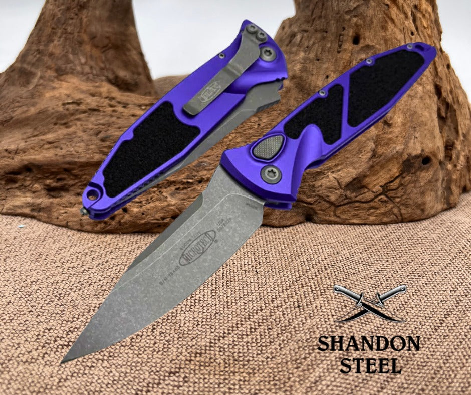 Microtech Socom Elite Purple Handles w/ S/E Apocalyptic 160A-10APPU ...