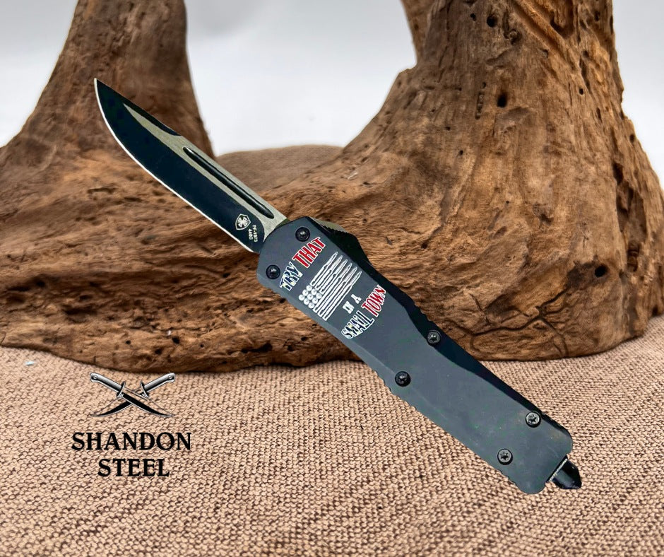 Templar Large Try that in a Small Town Drop Serrated Black – Shandon Steel
